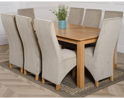 Oslo 180 x 90 cm Large Oak Dining Table and 8 Chairs Dining Set with ...