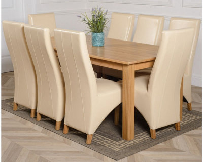 Oslo 180 x 90 cm Large Oak Dining Table and 8 Chairs Dining Set with ...