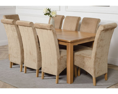 Oslo 180 x 90 cm Large Oak Dining Table and 8 Chairs Dining Set with ...