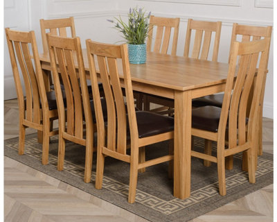 Oslo 180 x 90 cm Large Oak Dining Table and 8 Chairs Dining Set with ...
