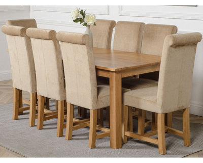 Oslo 180 x 90 cm Large Oak Dining Table and 8 Chairs Dining Set with ...