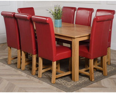 Oslo 180 x 90 cm Large Oak Dining Table and 8 Chairs Dining Set with ...