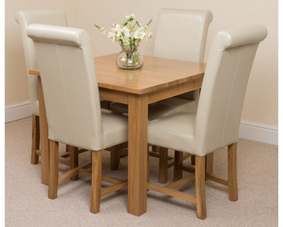 Oslo 90 x 90 cm Oak Small Dining Table and 4 Chairs Dining Set with ...