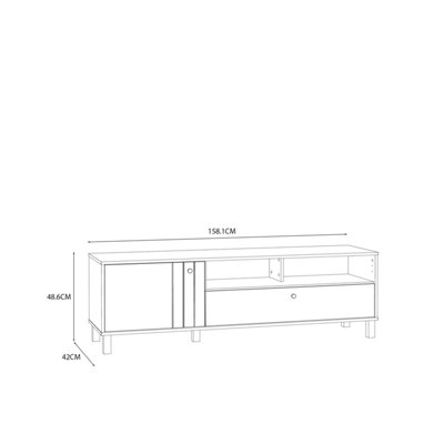 Oslo Industrial TV Unit in Cream and Oak with 2 Doors and 1 Drawer ...