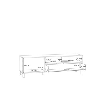 Oslo Industrial TV Unit in Cream and Oak with 2 Doors and 1 Drawer ...