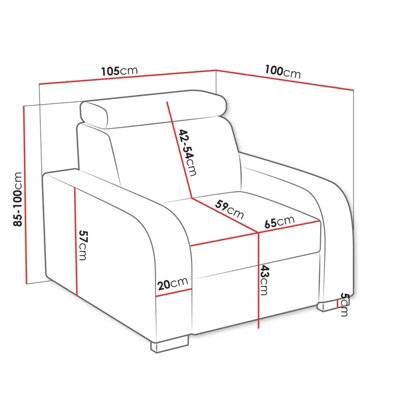 OSLO M 1 Armchair with Adjustable Headrest MDF and Particle Board Frame ...