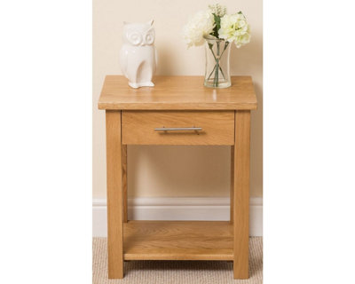 Oslo Solid Oak Lamp Table with 1 Drawer