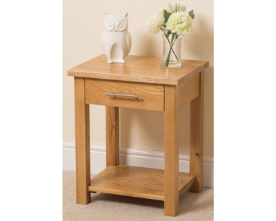 Oslo Solid Oak Lamp Table with 1 Drawer