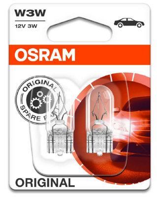 Osram 12v W3W T10 Glass Wedge W2.1x9.5D (2821-02B) - 2 Pack | DIY at B&Q