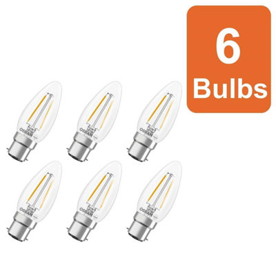 Osram LED Lamp Star Light Bulb Candle Shape B25 Filament B22d Clear 6 Pack