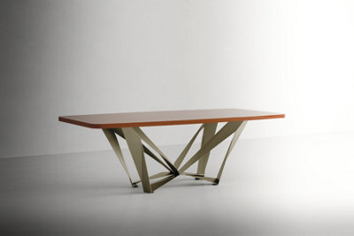 Ostro fixed table with brass legs from the Lipari collection