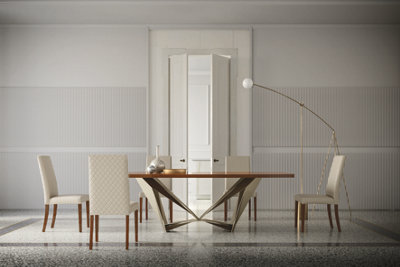 Ostro fixed table with brass legs from the Lipari collection