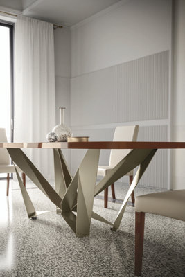 Ostro fixed table with brass legs from the Lipari collection
