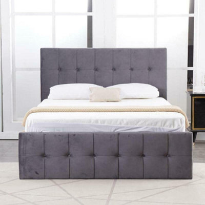 Ottoman Bed 3ft bed Grey Velvet single Bed Storage Gas Side Lift Bed ...