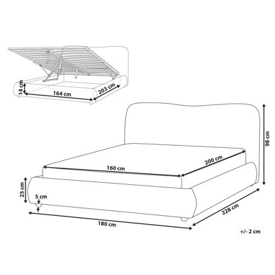 Ottoman Bed BLAGNAC Chenille Light Blue 160 x 200 cm (EU King Size)