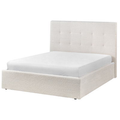 Ottoman Bed Boucle LORIENT 140 x 200 cm (EU Double) Off-White