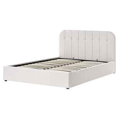 Ottoman Bed CHALLANS Fabric Off-White 160 x 200 cm (EU King Size)
