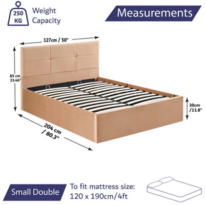 Ottoman Bed Frame Small Double Luxury Storage Bed with Hybrid Mattress
