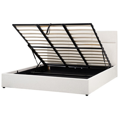 Ottoman Bed LAGORD Fabric Off-White 180 x 200 cm (EU Super King)