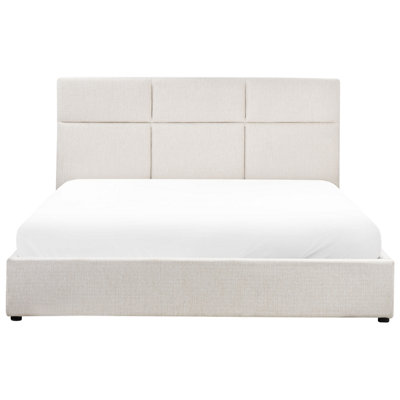 Ottoman Bed LAGORD Fabric Off-White 180 x 200 cm (EU Super King)