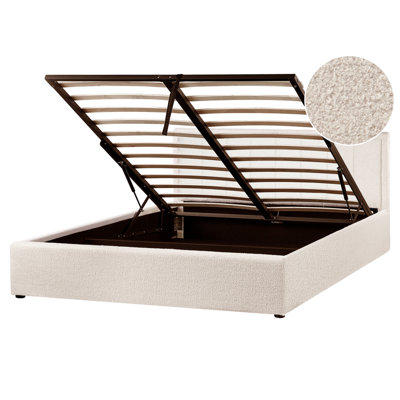 Ottoman Bed MONTLAUR Boucle Beige 160 x 200 cm (EU King Size)