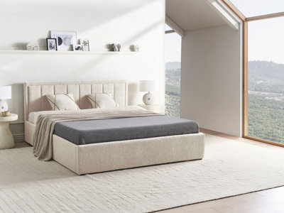 Ottoman Bed MONTLAUR Boucle Beige 160 x 200 cm (EU King Size)
