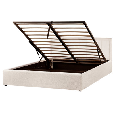 Ottoman Bed MONTLAUR Boucle Beige 160 x 200 cm (EU King Size)