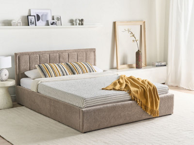 Ottoman Bed MONTLAUR Boucle Taupe 160 x 200 cm (EU King Size)