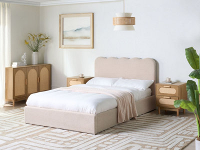 Ottoman Bed NANTERRE Boucle Beige 140 x 200 cm (EU Double)