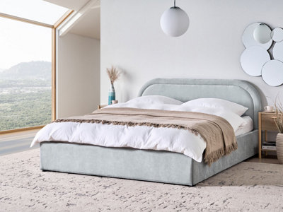 Ottoman Bed QUILLIEN Chenille Light Blue 160 x 200 cm (EU King Size)