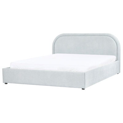 Ottoman Bed QUILLIEN Chenille Light Blue 160 x 200 cm (EU King Size)