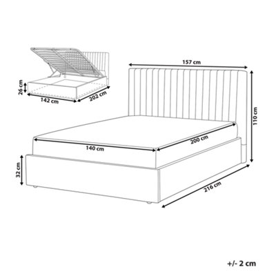 Ottoman Bed VION Fabric Light Beige 140 x 200 cm (EU Double)