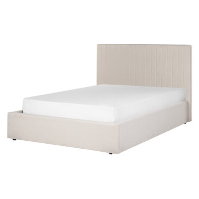 Ottoman Bed VION Fabric Light Beige 140 x 200 cm (EU Double)