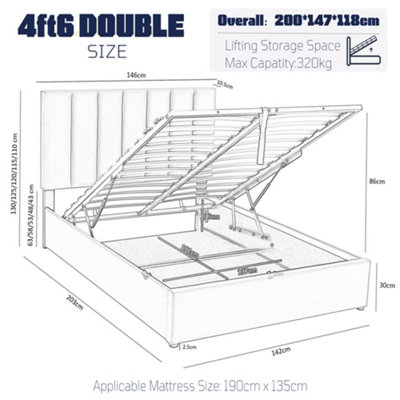Ottoman Storage Bed Frame with Underbed Storage, Adjustable Channel ...