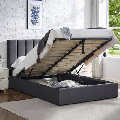 Ottoman Storage Bed Frame with Underbed Storage, Adjustable Channel ...