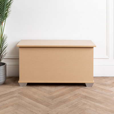 Ottoman Storage Box Wooden Storage Beech Bench Seat