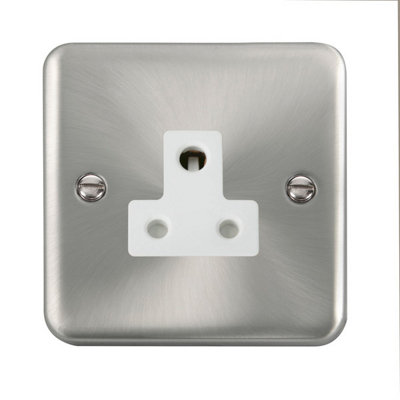 Our Curved Edge Satin / Brushed Chrome 1 Gang 5A Round Pin Socket ...