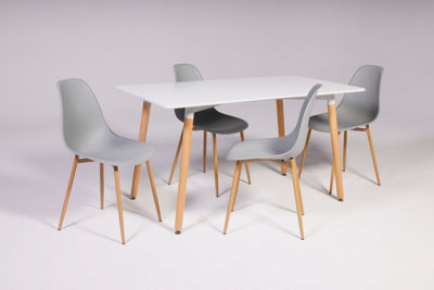 OUT & OUT Bailey 140cm Dining Table with 4 Astrid Chairs in Grey | DIY at B&Q