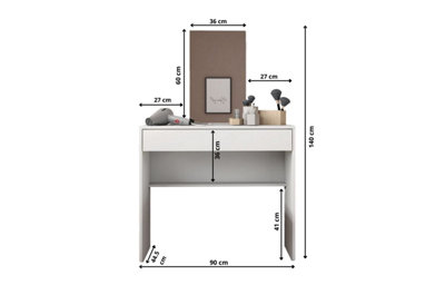OUT & OUT Blake Dressing Table- Vanity Unit- Mirror included- 140cm ...