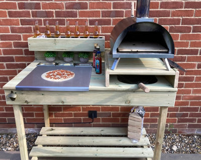 Outdoor 120cm Pizza Table with gastro pots and planter top