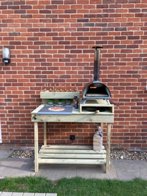 Outdoor 120cm Pizza Table with gastro pots and planter top