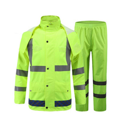 Outdoor 300D reflective rainproof breathable Oxford cloth raincoat suit ...