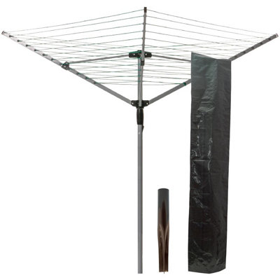 Outdoor 4 Arm Rotary Clothes Dryer with Ground Spike, Cover ...