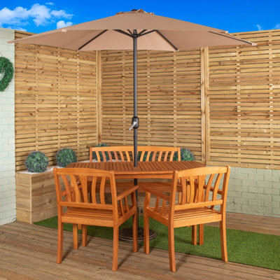 Outdoor 4 Person Rectangular Wooden Dining Table Chairs & Bench with ...