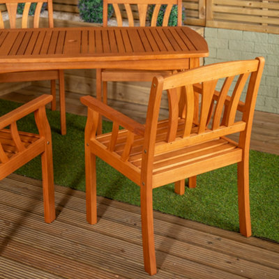 Outdoor 4 Person Rectangular Wooden Dining Table & Chairs Set