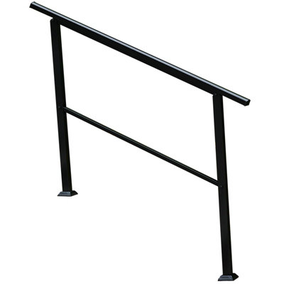 Outdoor Adjustable Black Steel Handrail 1-4 Steps Garden Stairs Safety ...