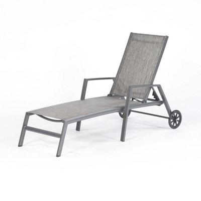 Outdoor Aluminium Adrano Reclining Garden Sun Lounger with Wheels