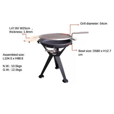 Outdoor BBQ - Charcoal Flame Grill With Built In Chopping Board, Bowl ...