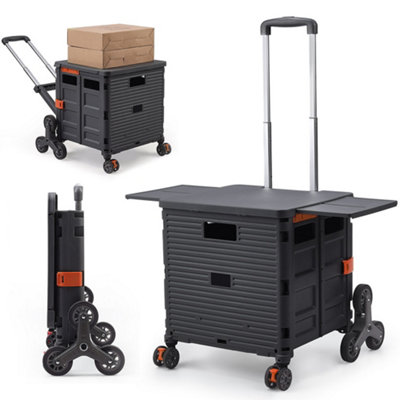 Outdoor Black Collapsible Rolling Crate with Magnetic Lid and ...