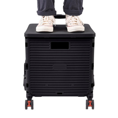 Outdoor Black Collapsible Rolling Crate with Magnetic Lid and ...